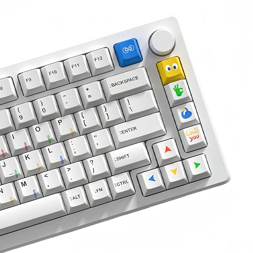 Womier PBT keycap Set,White keycaps 75 100 Percent,dye sub Costom Key ...