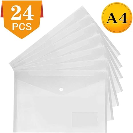 Clear Plastic Wallets A4 Folders Document Popper Files Wallets with ...
