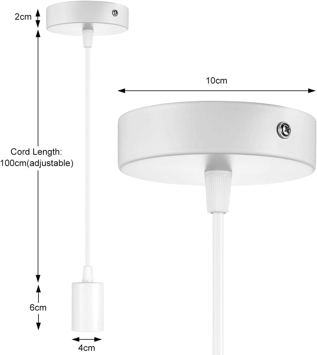 Linkind 2-Pack Metal Pendant Light Fitting White, E27 Lamp Holder for ...