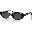 Amazon.com: Ray-Ban RB4441D Oval Sunglasses, Black/Dark Grey, 53 mm ...