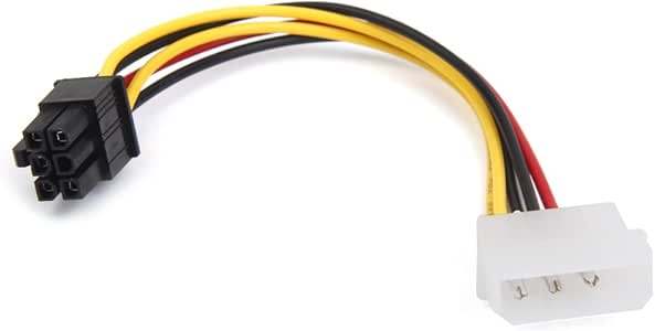 4-Pin Molex Male to 6-Pin PCI- Express PCIE Female Power Adapter Cable ...