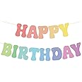 Amazon.com: Pastel Happy Birthday Banner Rainbow Birthday Banner Sign ...