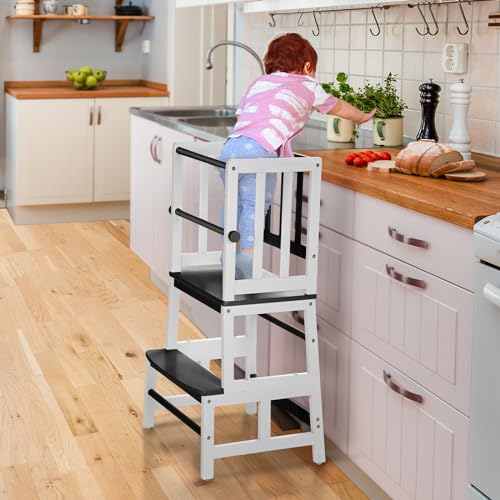 COSYLAND Kids Kitchen Step Stool, Toddler Standing Tower with CPC ...