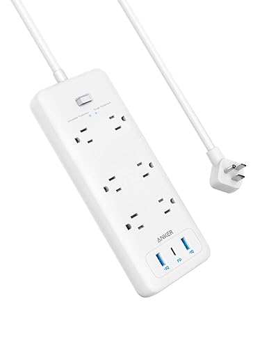 Anker USB C Surge Protector Power Strip, 6 Outlet & 3 USB (30W) with ...