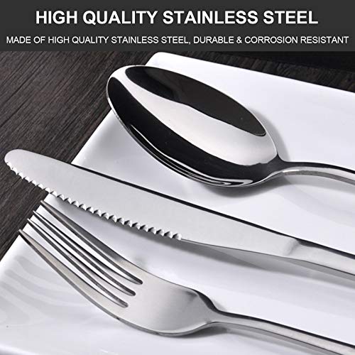 Umite Chef 56-Piece Silverware with Steak Knives and Serving Utensils ...