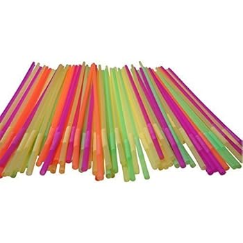 Amazon.com: 19.5 Long Flexible Neon Drinking Straws - Assorted Colors ...