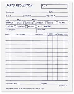 Amazon.com : Parts Requisition Form - 3-Parts - Pack of 1, 000 : Other ...