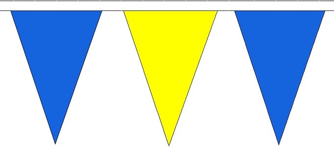 1000 Flags Azul y amarillo poliéster bandera Triangular banderines de ...