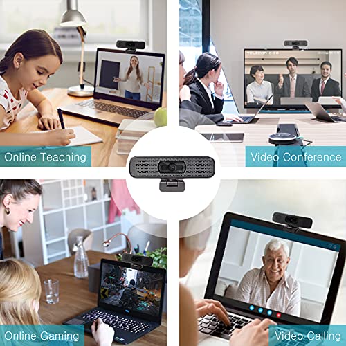 2K HD Webcam with 2 Speakers & Built-in Microphone for Computer Laptop ...