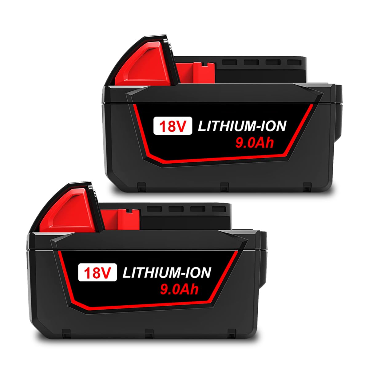 2 Pack 18V 9.0Ah High Capacity Battery for Milwaukee 18V M18 Battery ...