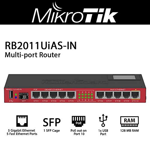 MikroTik RouterBoard RB2011UiAS-IN 1 SFP Port Plus 10 Port Ethernet in ...