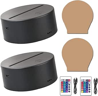 2 Pack 3D Led Night Light Lamp Base, Includes Remote Control, Blank ...