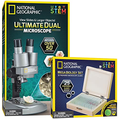 NATIONAL GEOGRAPHIC Kids Microscope Science Kit - Dual LED Microscope ...