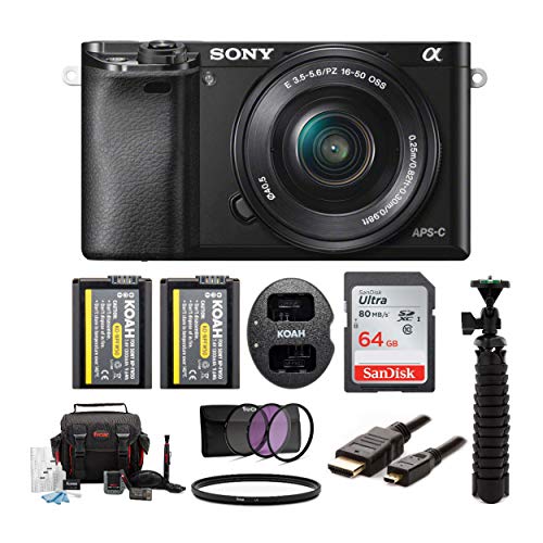 Sony Alpha ILCE-6000L/B a6000 Digital Camera with 16-50mm Lens Bundle ...