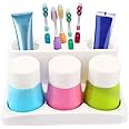 Amazon.com: ENJOYPRO Toothbrush Holder 5 Hole Toothpaste Stand Bathroom ...
