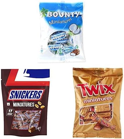سعر Bounty Miniatures Coconut Filled Chocolate Candy, 150G - Pack of 1 + Snickers Miniatures ...