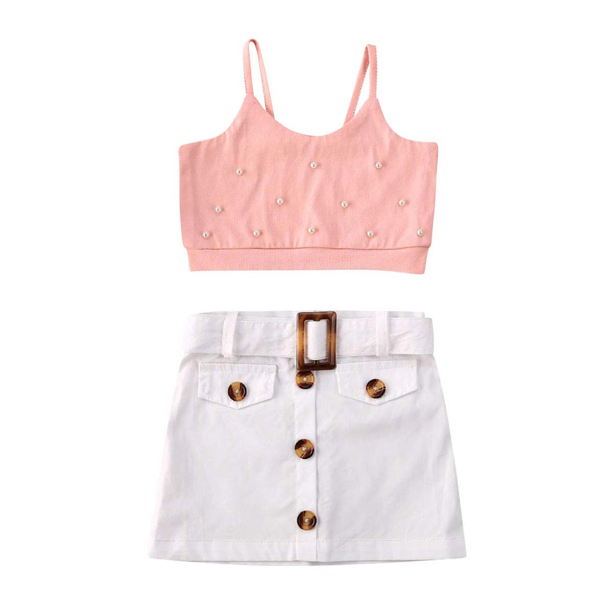 Buy Toddler Girl Clothing Strap Crop Top + Mini Skirt Outfit Set 2pcs ...
