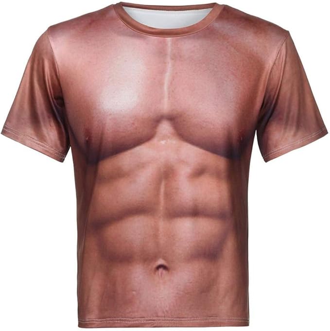 T-Shirts Mens 3D Muscle Printing Shirt Short Sleeve Round Neck Casual ...