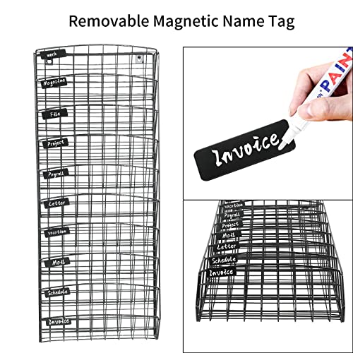 VEESUN Wall File Holder Organizer,10 Tier Hanging Wall Mount File Paper ...