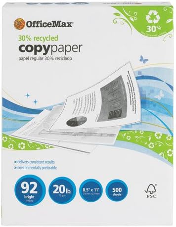 Amazon.com : OfficeMax Recycled Copy Paper, 92 Bright, 500 Sheets/Ream ...