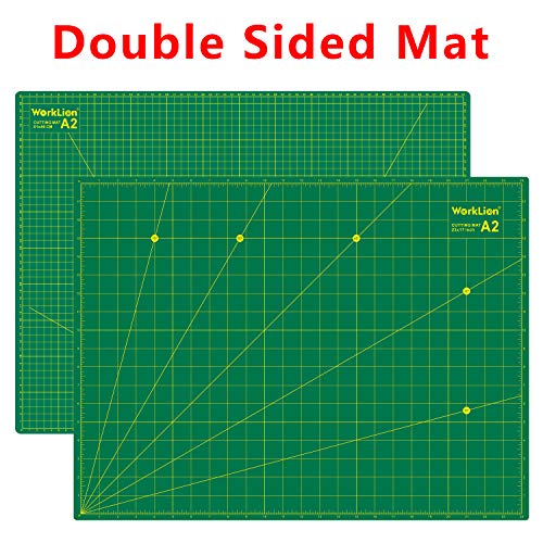 WORKLION Self Healing Cutting Mat - 18" x 24" inch Double Sided 5-Layer PVC Rotary Gridded ...