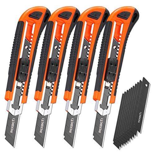 REXBETI 4-Pack Utility Knife with Extra 10 Blades. Industrial Grade ...
