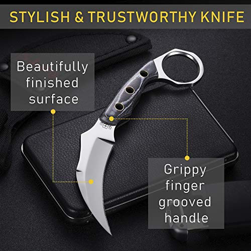 Karambit Knife with Sheath - Small Fixed Blade Knofe - Claw Knife ...
