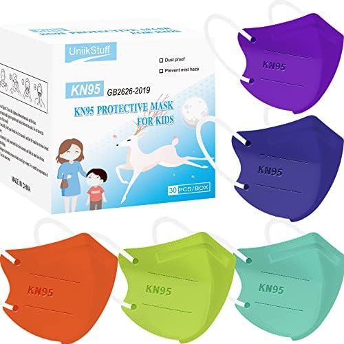 UniikStuff Kids KN95 Face Masks - Individually Wrapped 30 Pack 5-Layer ...