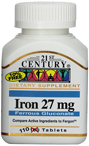 Buy 21st Century Iron 27 Mg Ferrous Gluconate Tablets, 110 Count on ...