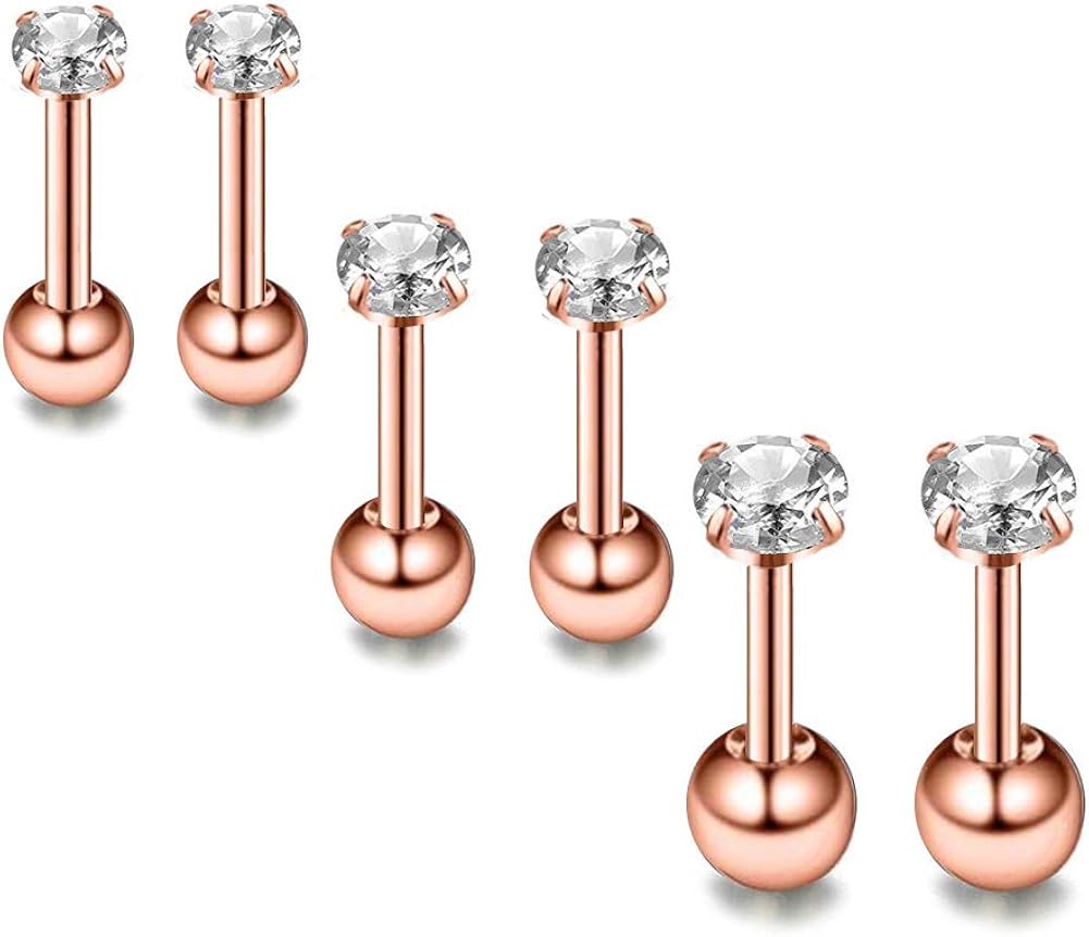 Amazon.com: 16G Ear Tragus Surgical Stainless Steel 2/3/4mm Diamond ...