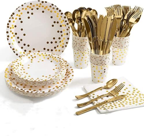 200 Pieces Disposable Party Tableware Set - Supply Serves 25 Guest ...