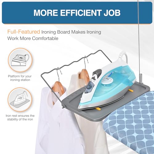 APEXCHASER Ironing Board, Iron Board With Bottom Storage Tray, Heat ...