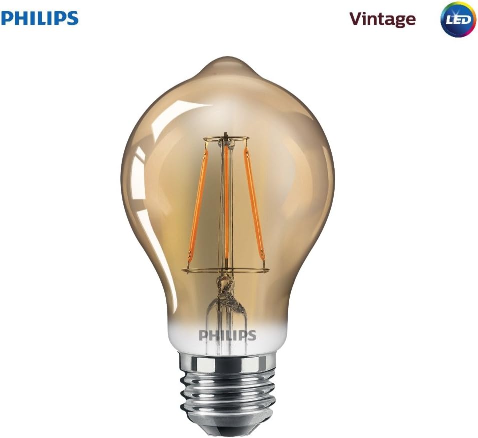 Philips LED Amber Glass A19 Dimmable Vintage Filament Light Bulb: 350 ...
