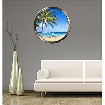 Amazon.com: 12" Porthole Ship Window Ocean Sea View Tropical Beach ...