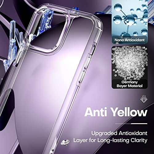 TAURI for iPhone 14 Pro Case, [5 in 1] 1X Clear Case [Not Yellowing] with 2X Screen Protectors ...