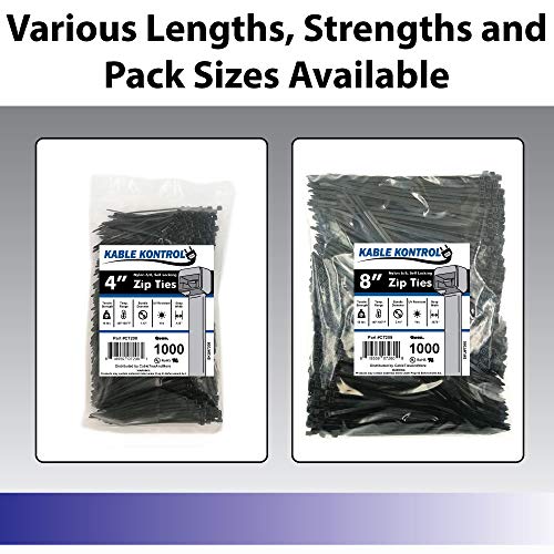 Kable Kontrol Heavy Duty Black Zip Ties – 11” Inch Long – 120 Lbs Tensile Strength – 100 Pcs ...