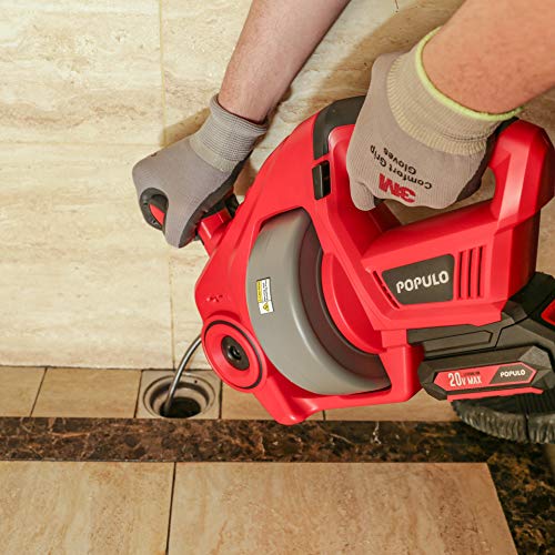 POPULO Electric Drain Auger，25Ft Plumbing Snake Drain Clog Remover ...