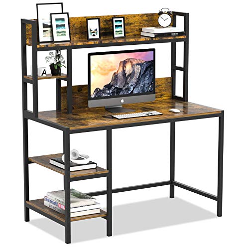 Bizzoelife Computer Writing Desk with Hutch and Bookshelf, Home Office ...