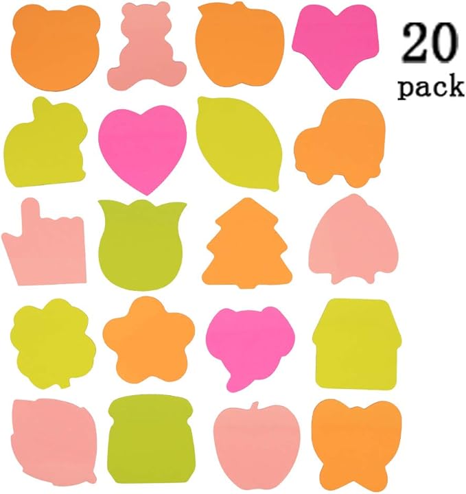 Sticky Notes, Self-Stick Removable Shaped Sticky Notes - 20 Pads Per ...