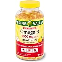 Amazon.com: Spring Valley Omega-3 1000 mg from Fish Oil, Heart, Brain ...