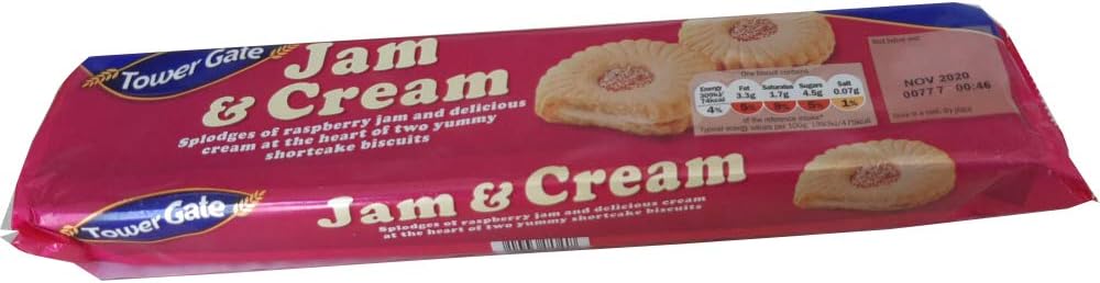 Tower Gate Jam & Cream Sandwich Biscuits Raspberry Jam Cream 150g ...