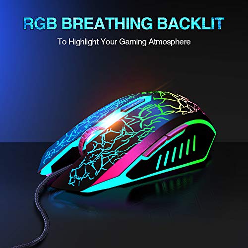 BENGOO Gaming Mouse Wired, Ergonomic Gamer Laptop PC Optical Computer Mice with RGB Backlit, 4 ...