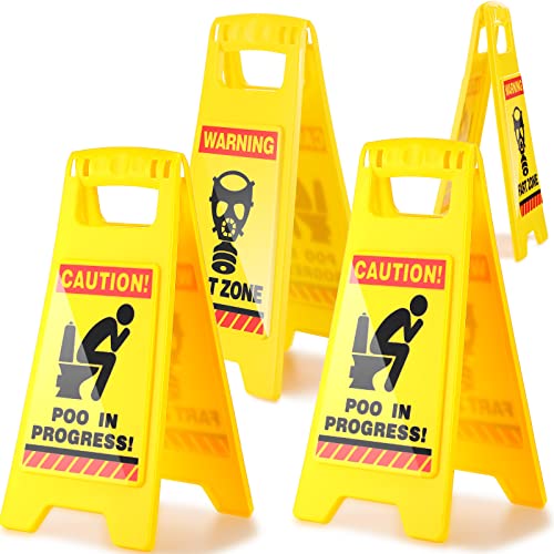 4 Pcs Poop in Progress Novelty Toilet Humour Warning Sign Toilet ...
