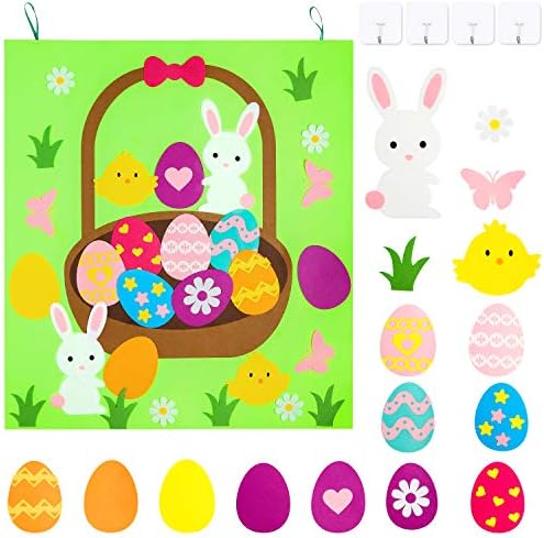 WATINC Easter DIY Felt Basket Set with 28 Detachable Ornaments, Happy ...