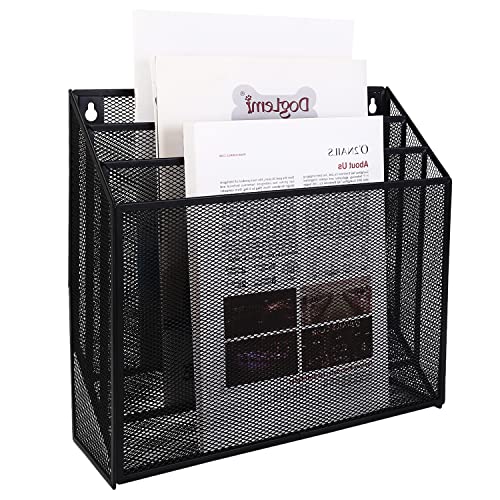 3 Tiers File Folder Organizer, Desk Sorter, Black Mesh Office Desk ...