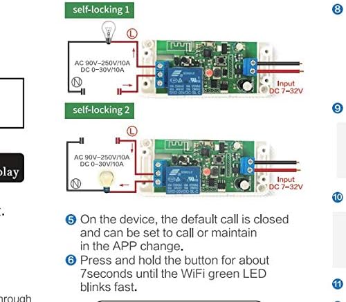 FREEJOIN 1 Channel Self-Locking Wireless Relay Module WiFi Smart Switch ...