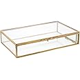 Amazon.com: Zerodeko Vintage Glass Box, Clear Rectangular Keepsake Case with Hinged Lid, Copper ...
