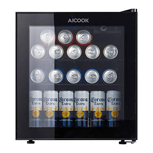 Aicook Mini Fridge Cooler - 60 Can Beverage Refrigerator Glass Door for ...