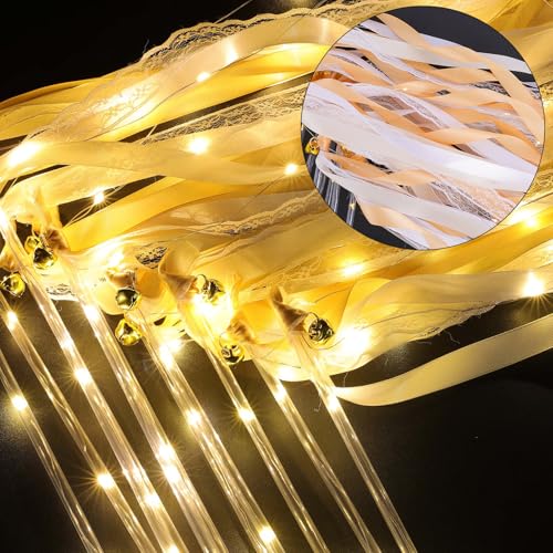 100 Pcs Wedding Wands Ribbon Streamers with 3 Colorful Flashing Modes ...