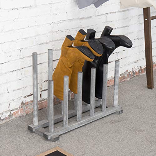 MyGift Rustic Graywashed Wood Boot Rack Organizer, Tall and Wader Boot ...